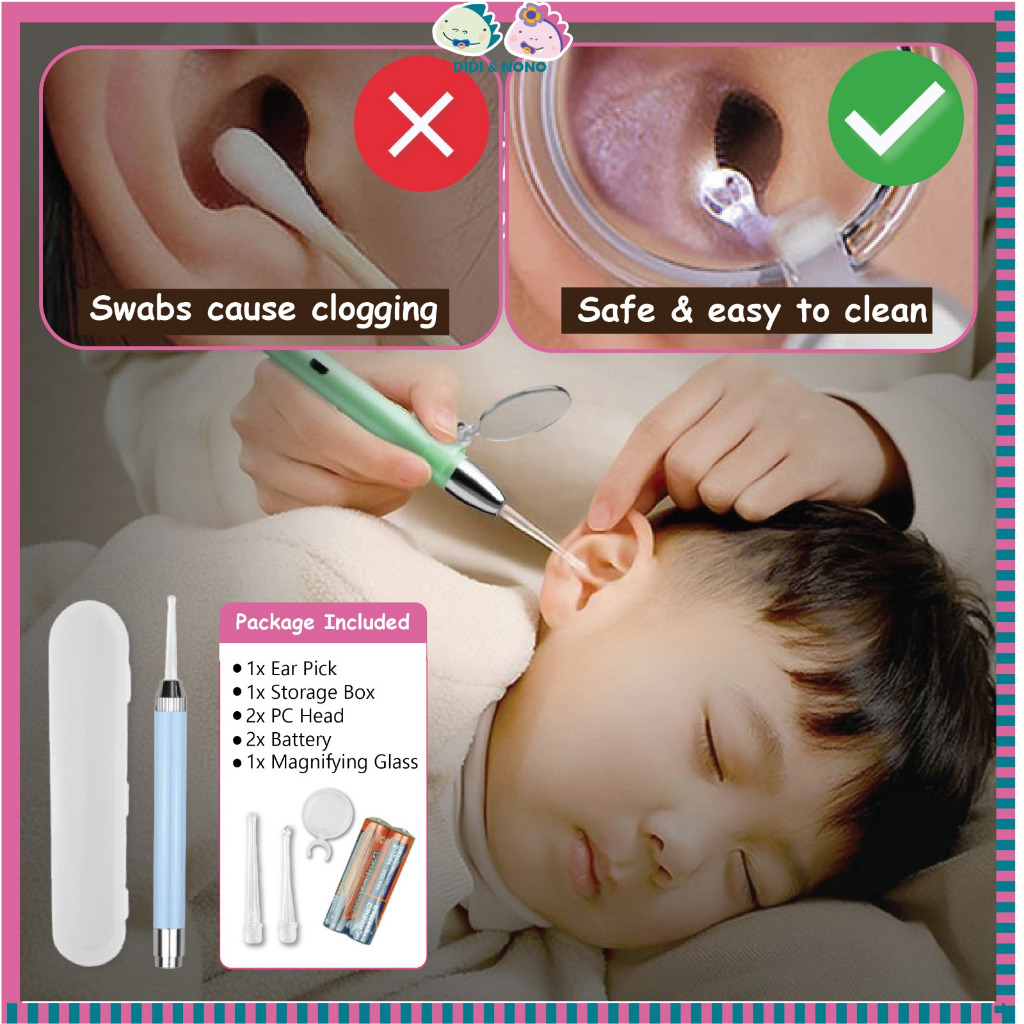 Battery Ear pick with led light gorek telinga lampu with battery & case ...