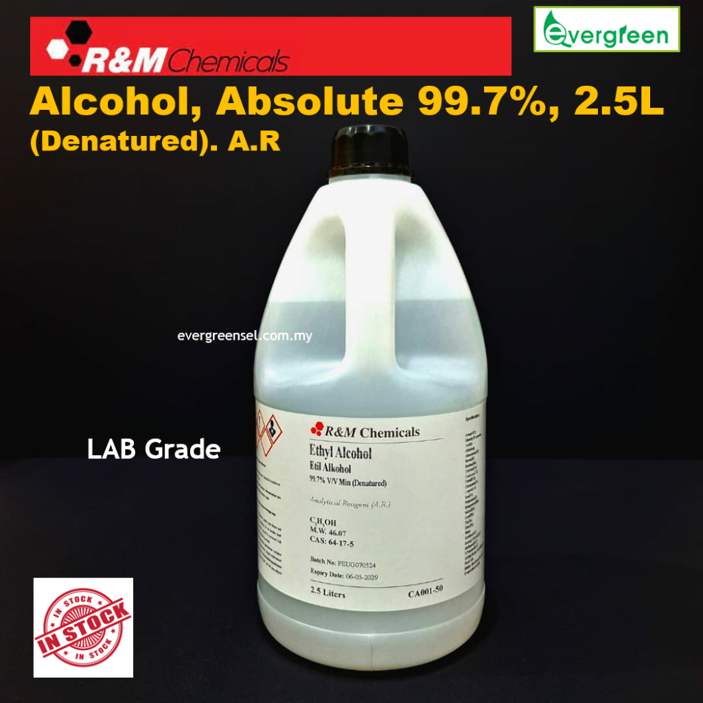 R&M Ethanol/Alcohol, Absolute 99.7% (Denatured). A.R, 2.5L | Shopee Malaysia