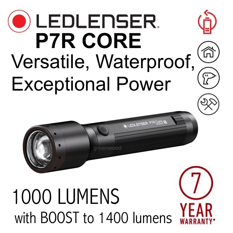 P7R Core LEDLENSER RECHARGEABLE Flashlight - 1000 Lumens + BOOST 1400 ...