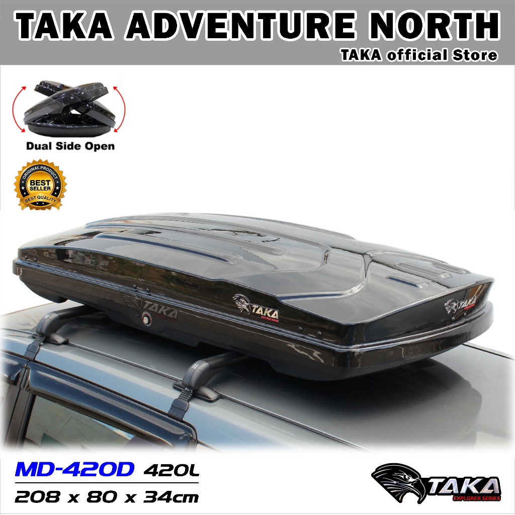 Taka Roof Box MD-420D Ultra Slim 420 Liter Storage Carrier Roofbox ...