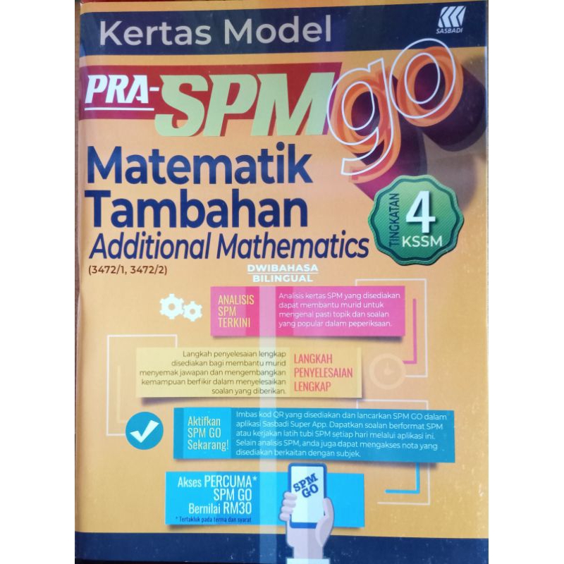 KERTAS MODEL PRA-SPM GO MATEMATIK TAMBAHAN (DWIBAHASA) TINGKATAN 4 KSSM ...