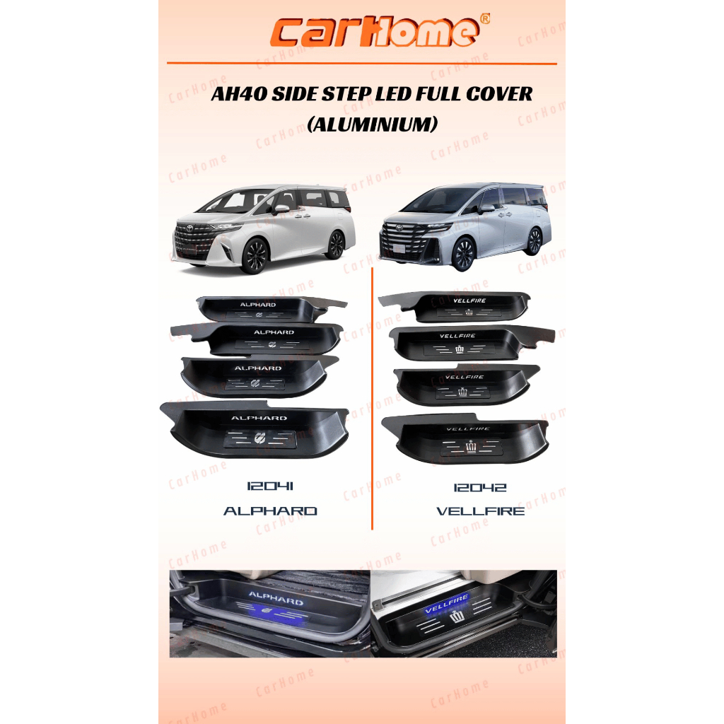 TOYOTA ALPHARD VELLFIRE 2023 2024 AH40 AGH40 SIDE STEP LED FULL COVER ...