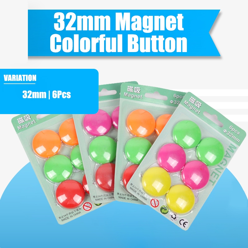 6Pcs Magnet Assorted Color Whiteboard Magnet Button 32mm For School ...
