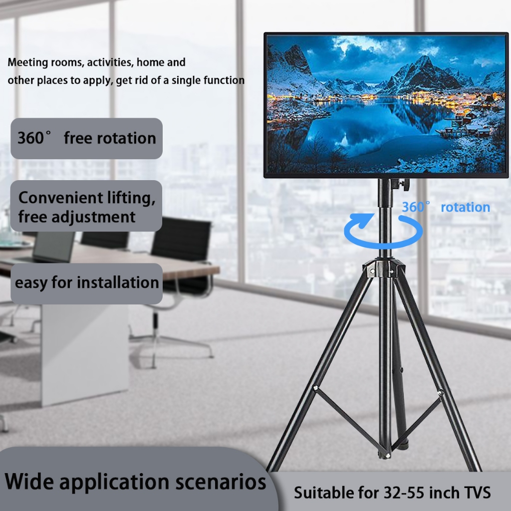 Universal 32-55 inci TV lantai bergerak berdiri segitiga TV Monitor ...