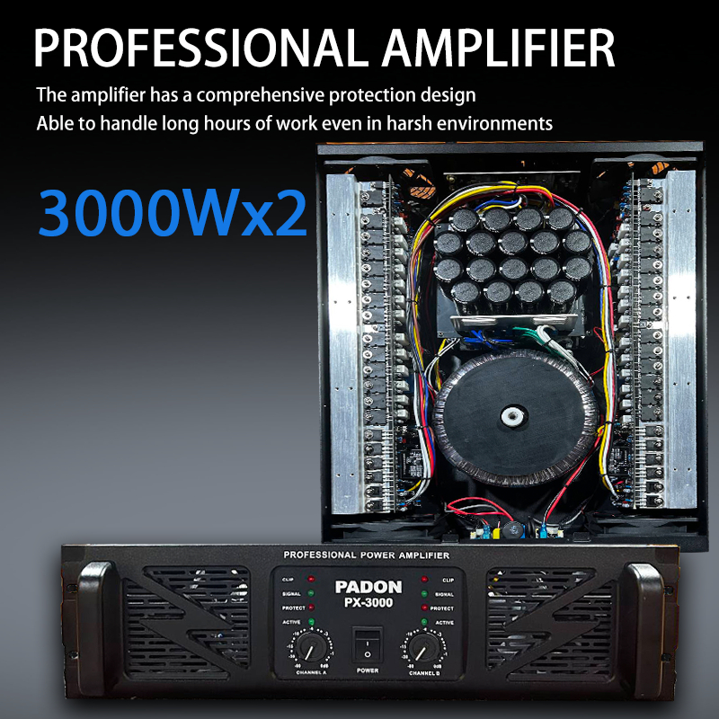 PADON Professional amplifier, high-power, two channels, 3000 watts * 2 audio power amplifier ...