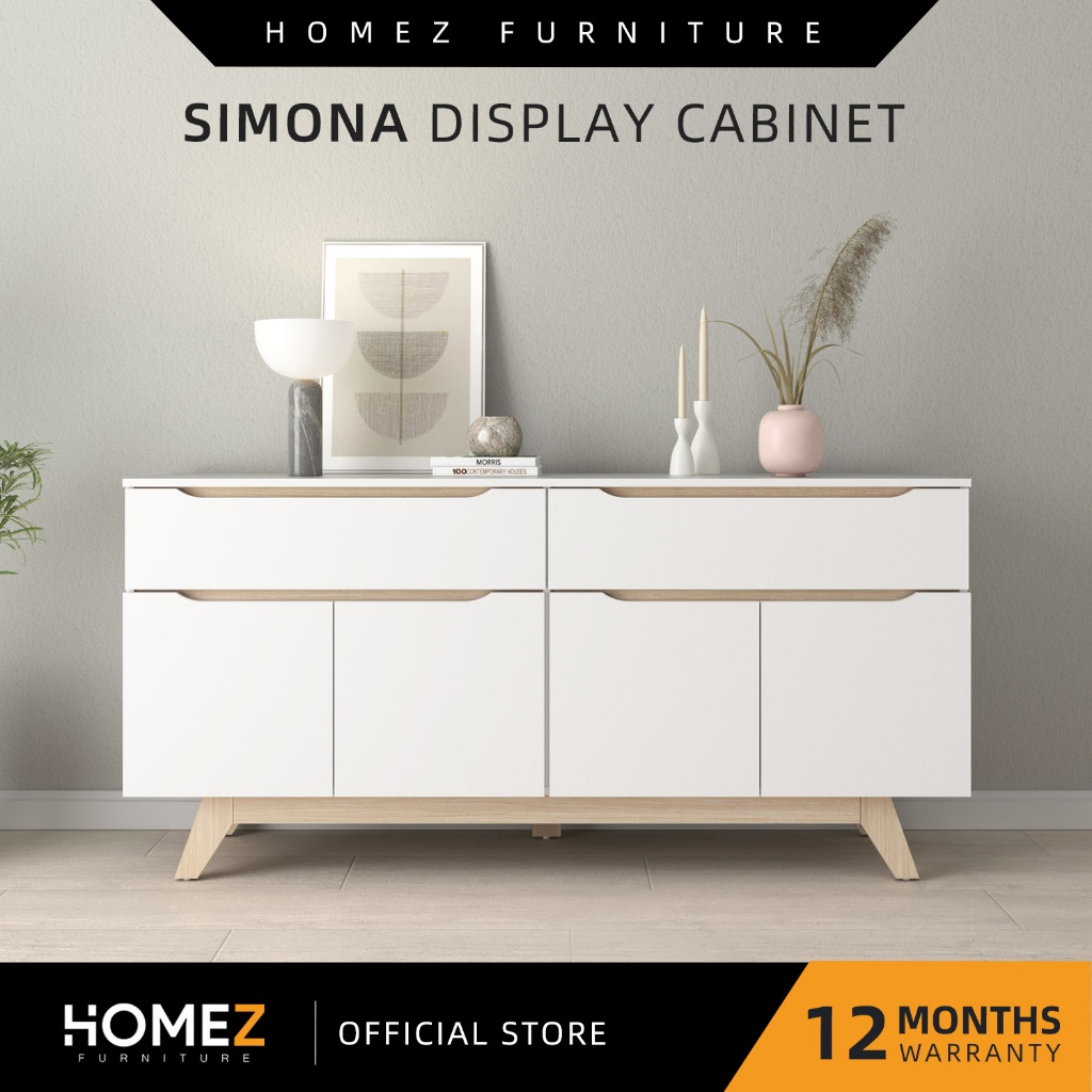 [FREE Shipping] Homez Simona Series Display Cabinet Particle Board 2 ...