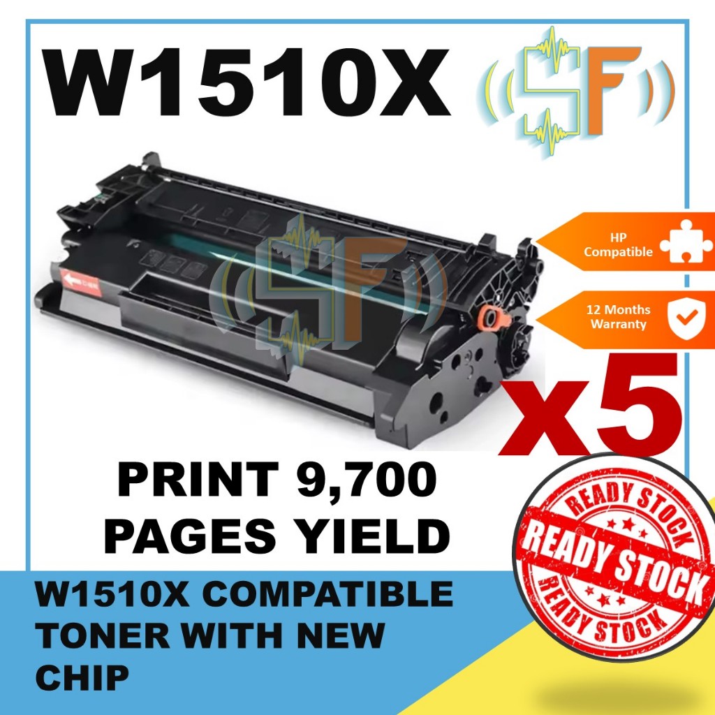 5 Units Compatible 151X Toner with NEW CHIP W1510X for Laserjet Pro ...