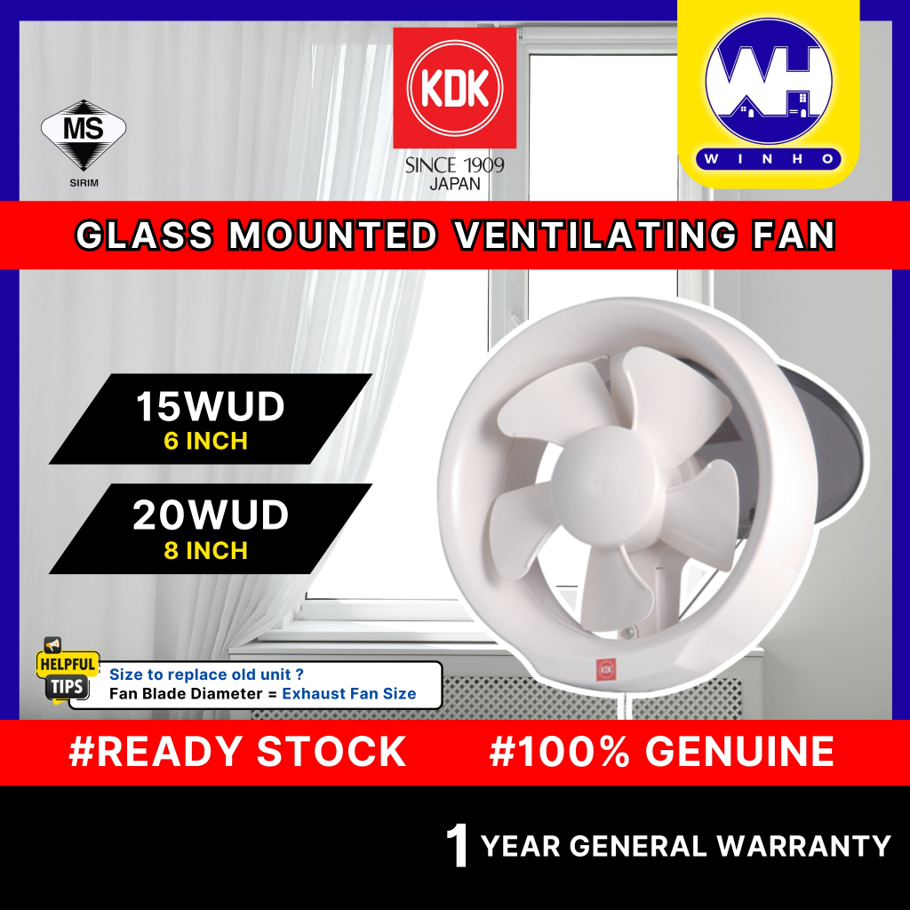 【READY STOCK】 KDK 15WUD , 20WUD Glass Mount Propeller Exhaust Fan ...