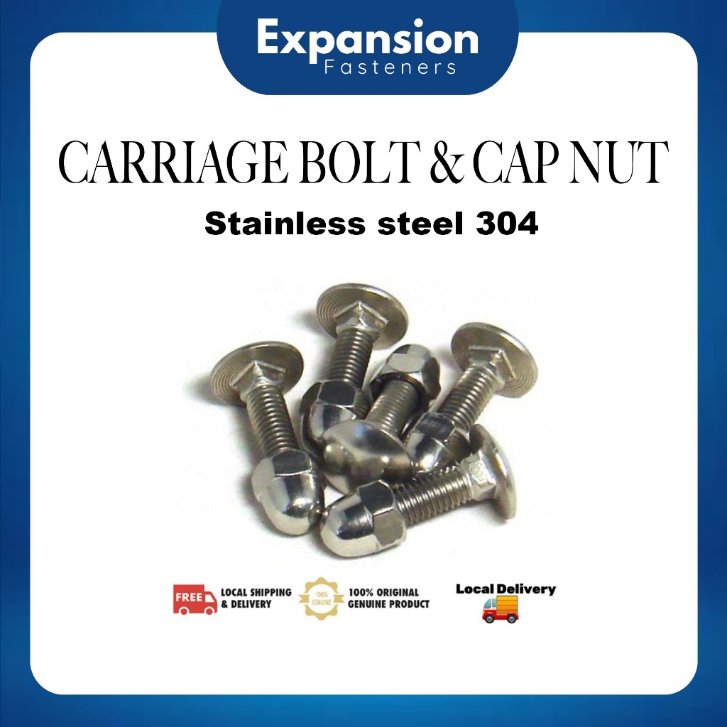 Carriage Bolt & Cap Nuts M8 Stainless Steel SUS 304 不锈钢马车螺丝 Buy Bolt ...