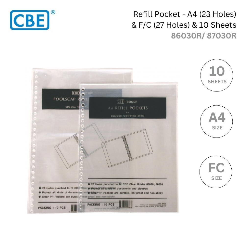 CBE 86030R/ 87030R I Refill Pocket - A4 (23 Holes) & F/C (27 Holes) I ...