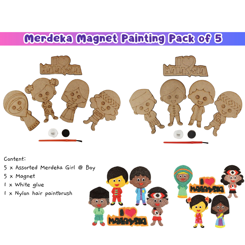 MERDEKA DIY Art and Craft Kit Merdeka Boy Magnet Pack of 5 Decoration ...