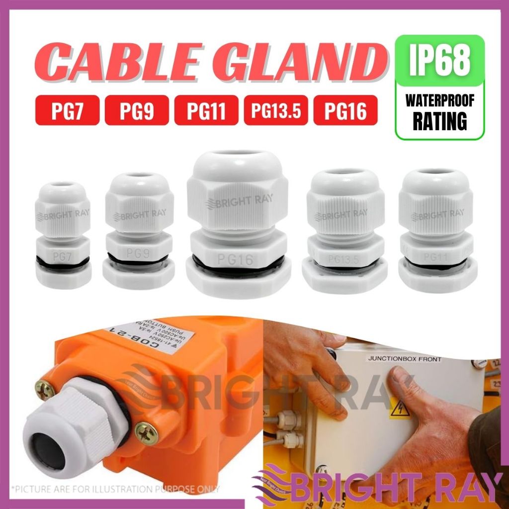 10PCS IP68 CABLE GLAND Nylon Plastic Waterproof Adjustable Cable Glands ...