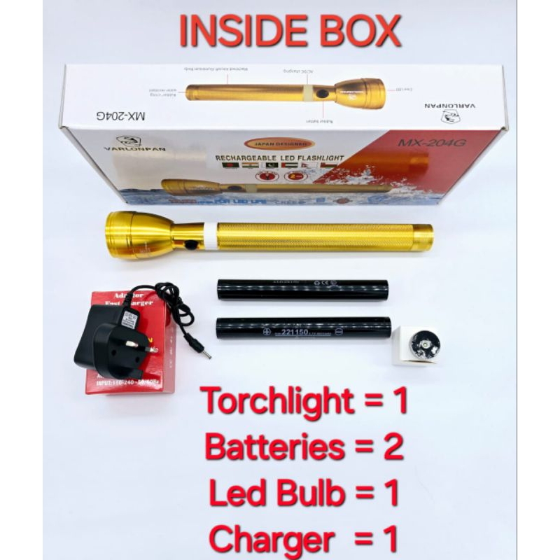 Golden Flashlight Rechargeable Japani Technology Premium Sonali Torch ...