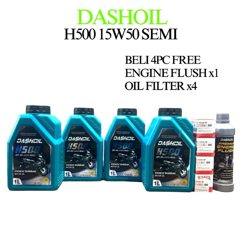 DashOil High Performance H500 4T 15w50 1L Semi Synthetic SN Motorcycle ...