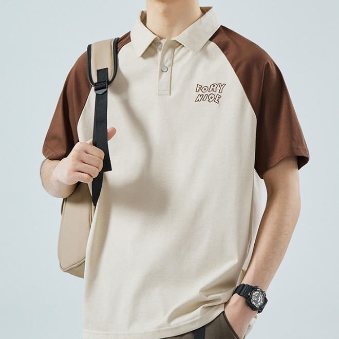 CLIFF baju polo lelaki men polo shirt Korean style Street-feel Retro ...