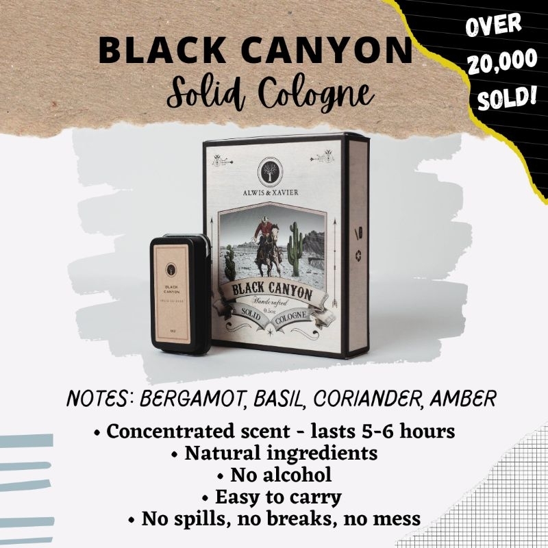 Black Canyon - Handcrafted Solid Cologne Perfume | Fresh & Musky Men Fragrance | Alwis & Xavier ...