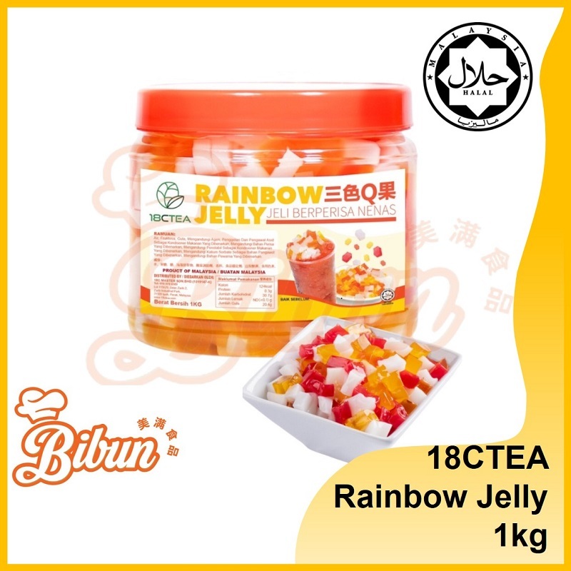 18CTEA Rainbow Jelly 1kg | Dessert Drinks Topping | Ice Blended | Jeli ...