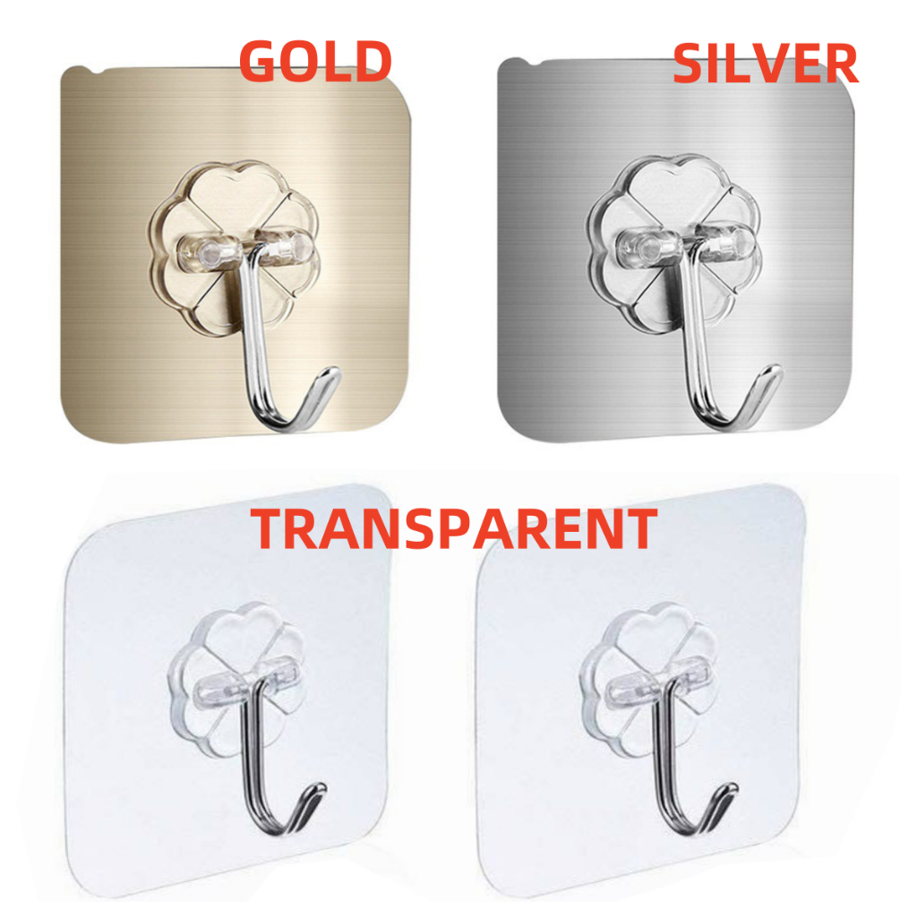 (1 pcs) Magic Hook Transparent Wall Kitchen Without Nails Strong Sticky ...