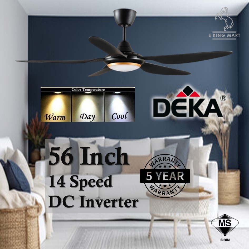 DEKA DC Ceiling Fan LED Light 14 Speed 5 Blade Inverter Motor DC2-313L ...