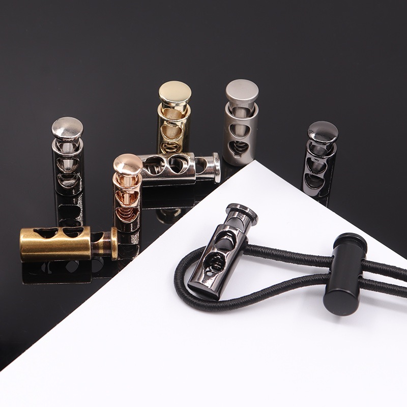 Metal Cylinder Cord Lock Stopper 2 Double Hole Barrel Toggle ...