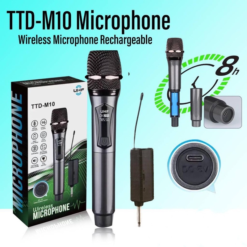 TTD-M10 Wireless Professional Rechargeable Microphone Karaoke HD ...