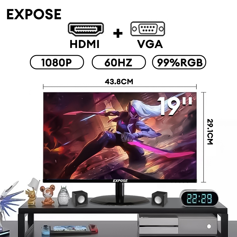 EXPOSE Monitor PC Curved Gaming Monitor 165HZ 19-27Inch PS4/PS5/Xbox ...