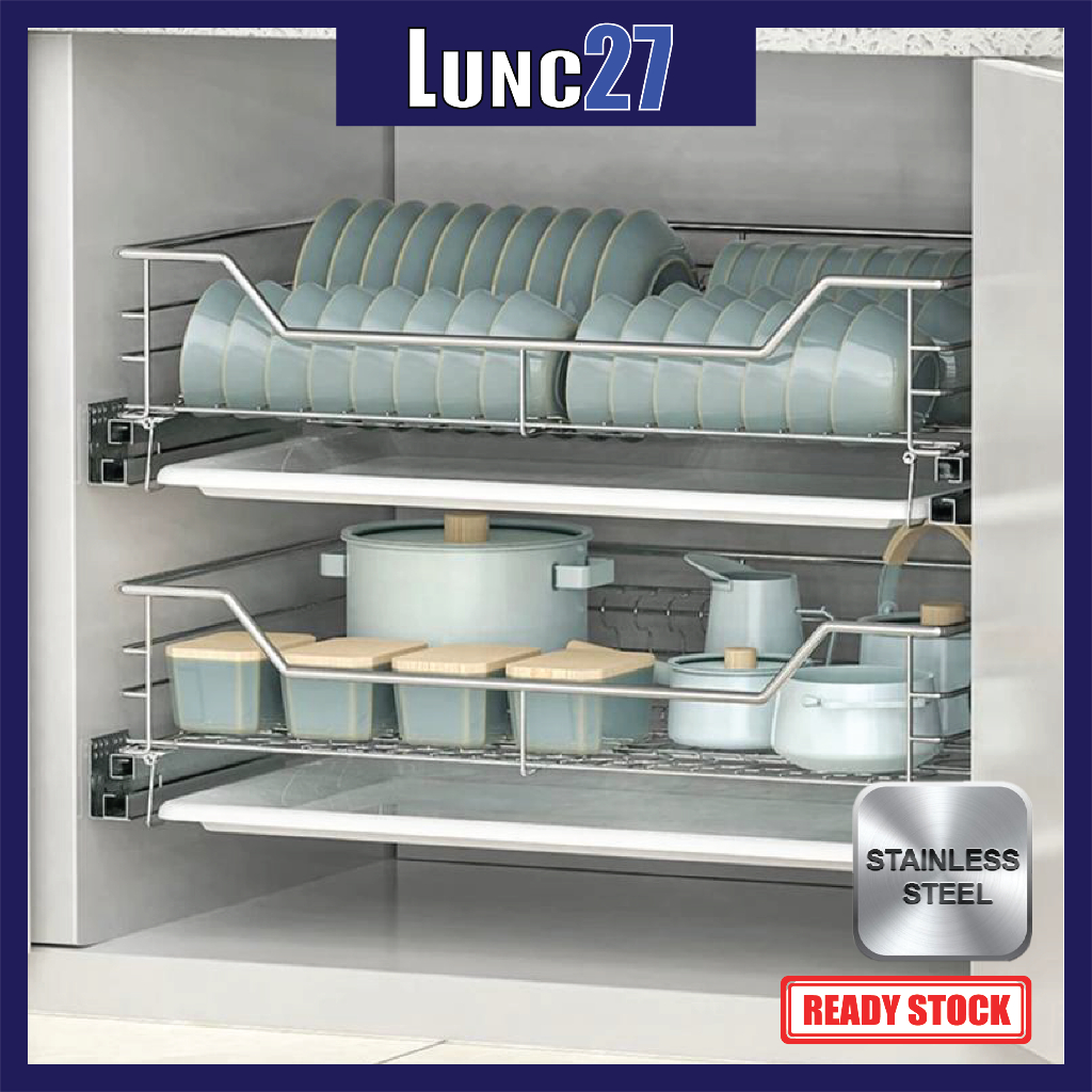 Build In Double Layer Dish Rack Bowl Rack Stainless Steel Kitchen ...