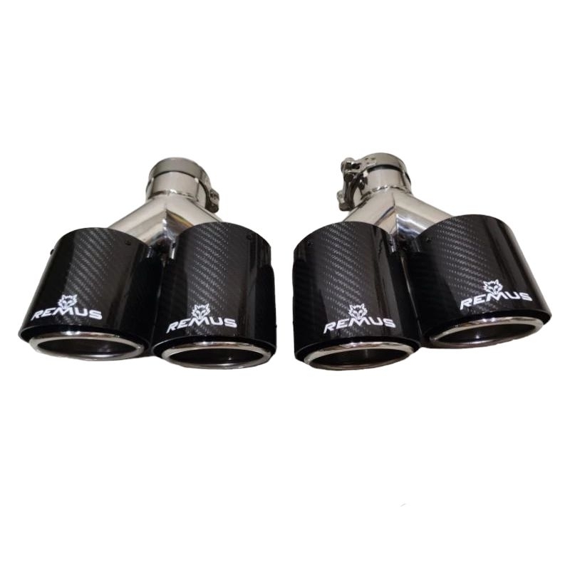 Remus Car Muffler Exhaust Pipe Glossy Carbon Fiber Twin Tip Tailpipe ...