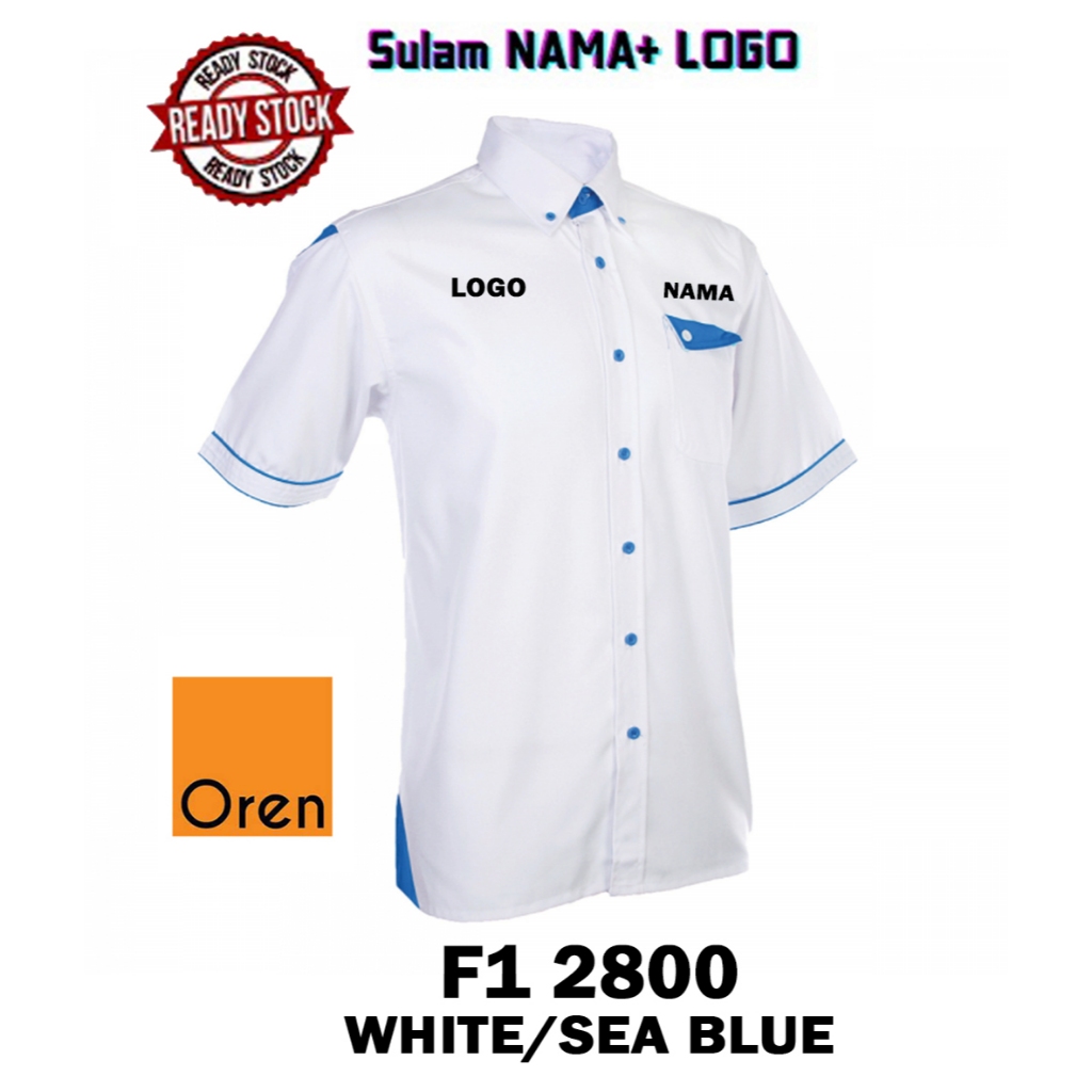 BAJU KORPORATE PUTIH LENGAN PENDEK F12800 jenama oren sport | Shopee ...