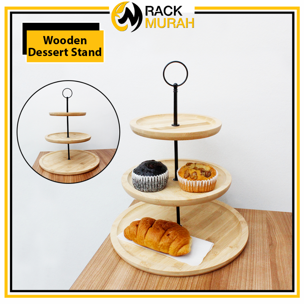 3 LAYER HIGH TEA SET WOODEN SERNING TRAY CAKE STAND CUPCAKE STAND HIGH ...