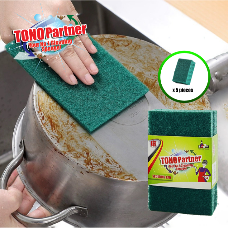 Tono Partner 5Pcs Scouring Pads - Non-Scratch Kitchen Scrubbers, Span ...