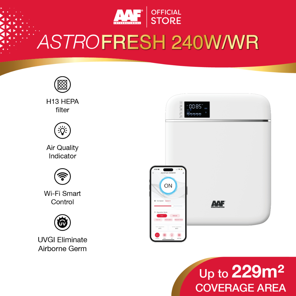 AAF AstroFresh 240W/WR Smart HEPA Fresh Air Unit with Wi-Fi control ...
