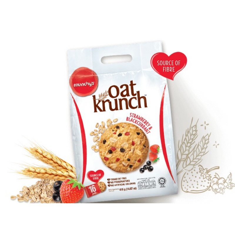 Munchy's Oat Krunch Biscuit Strawberry & Blackcu 390g Convenient Pack ...
