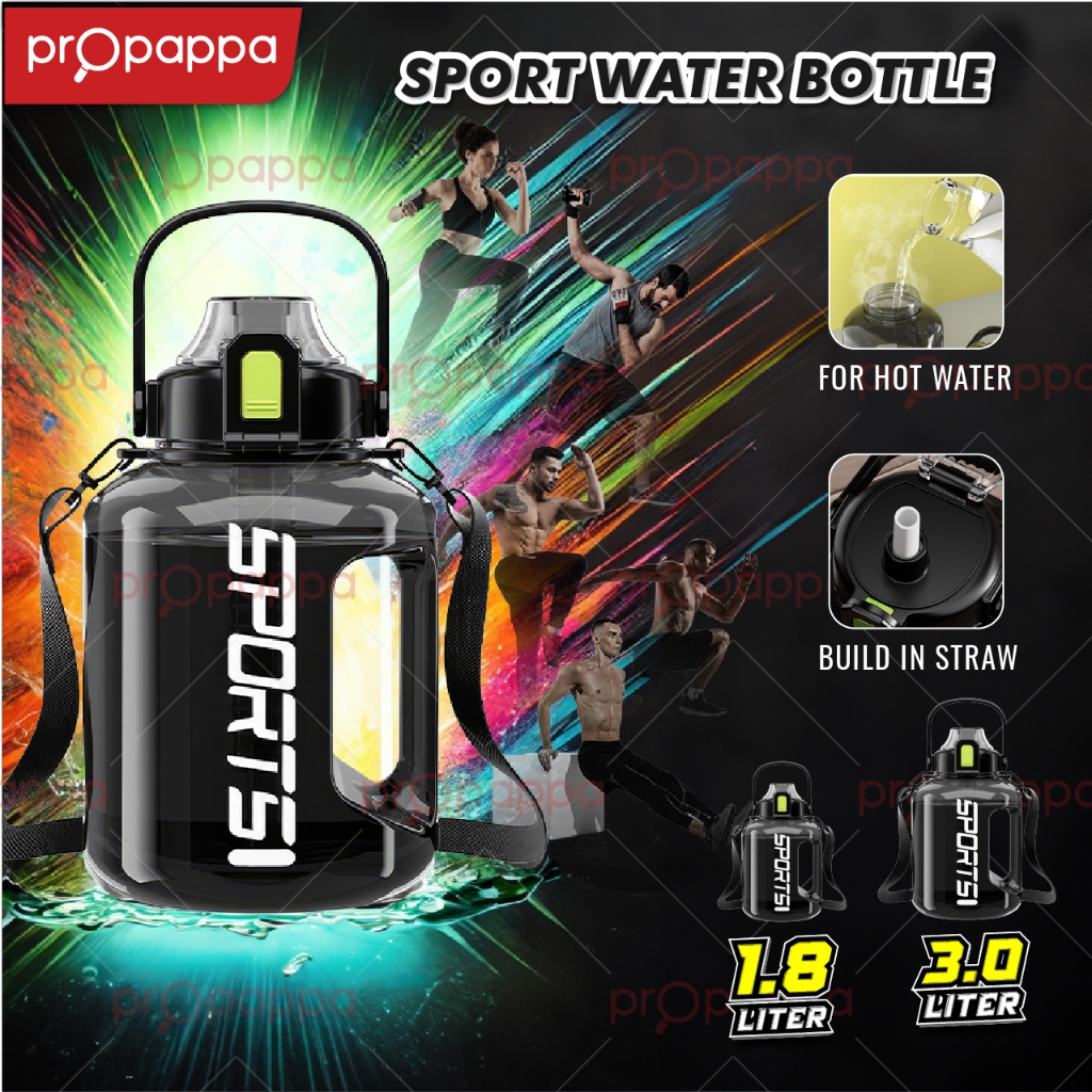 Propappa - Botol Sukan Kapasiti Besar Bebas BPA dengan Penyedut dan ...