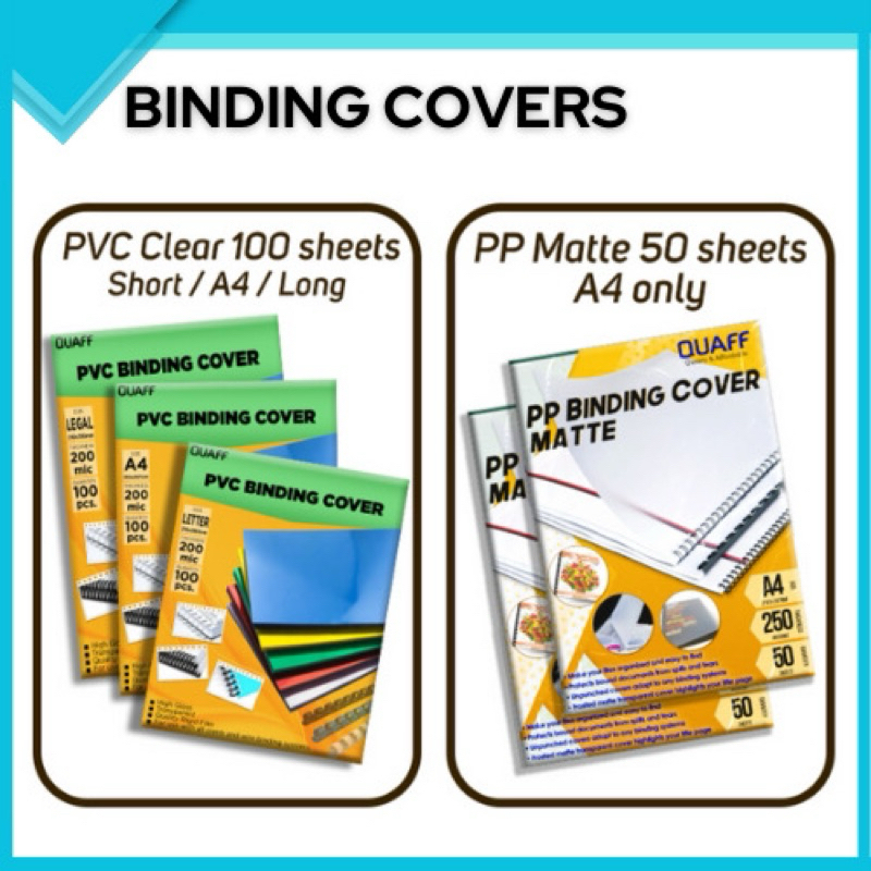 QUAFF PVC Binding Cover Clear 200 Mic A4 Short & Long Size - 100sheets ...