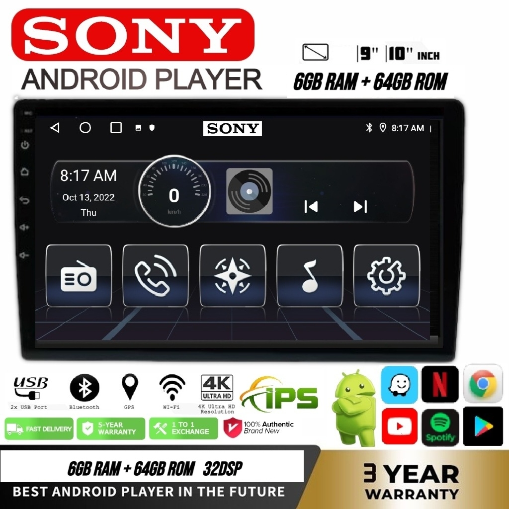 [8GB RAM+128GB ROM] SONY Android Player 9"10 inch Quad Core Car ...