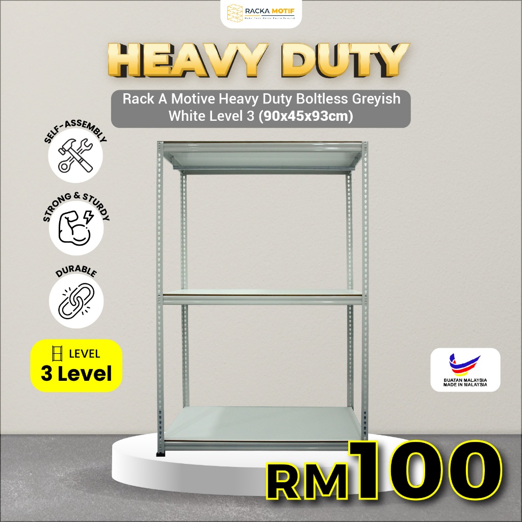 Rack A Motive Heavy Duty Boltless Greyish White - 3 Level Office ...