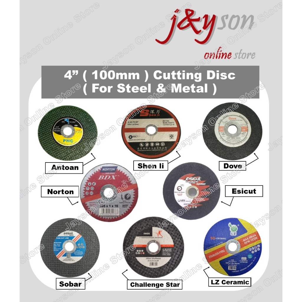 [ PIECE ] 4" Metal Cutting Disc ( ANTOAN, SHENLI, DOVE, ESICUT, NORTON ...