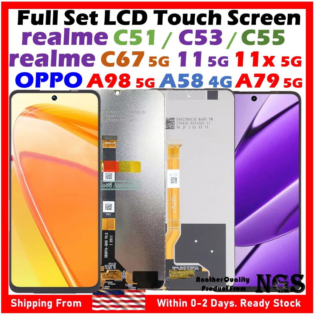 ORl NGS Full Set LCD Screen Compatible For REALME C51 / C53 / C55 / C67 5G /11 5G 11X 5G / OPPO ...