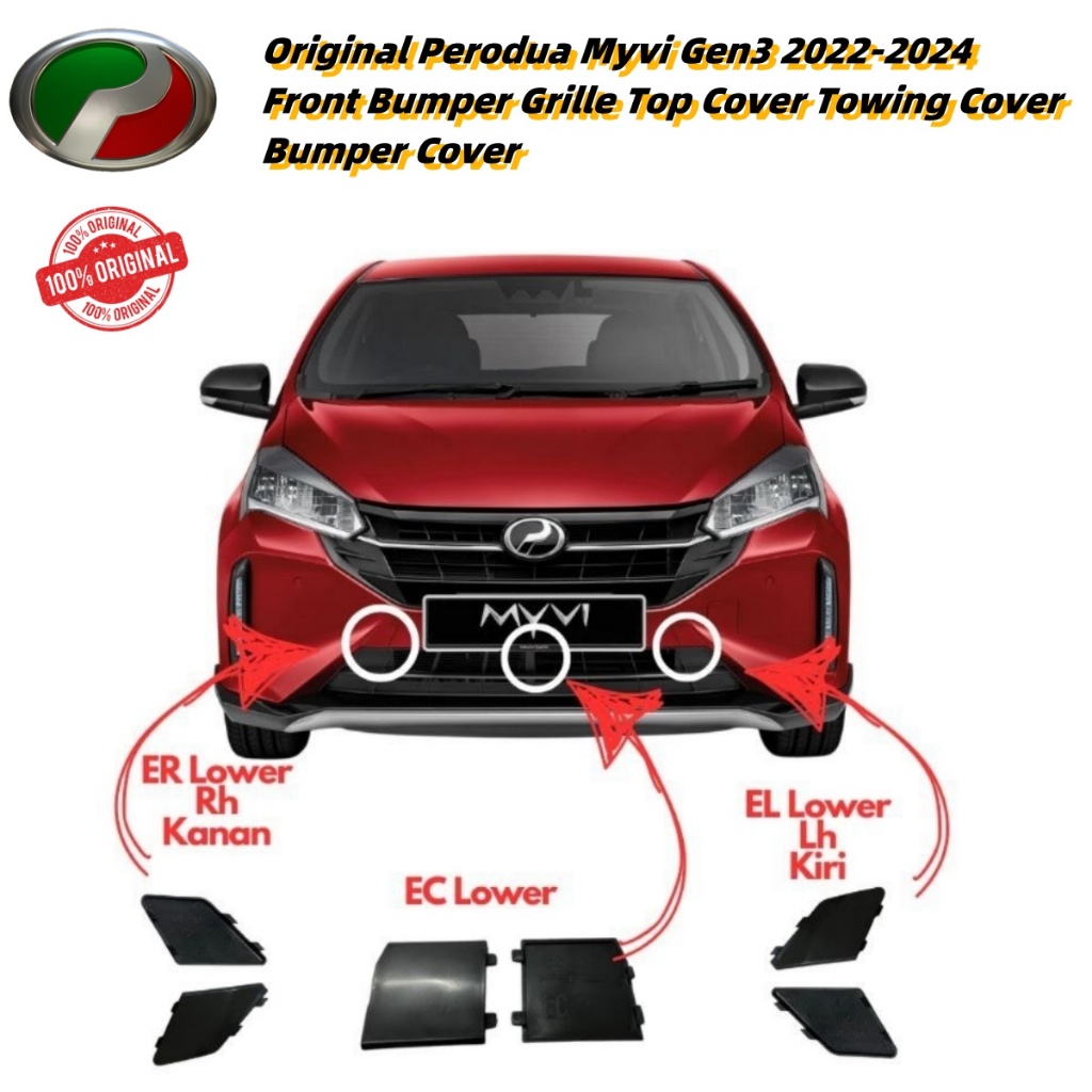 Original Perodua Myvi Gen3 2022 Front Bumper Grille Top Cover Towing ...