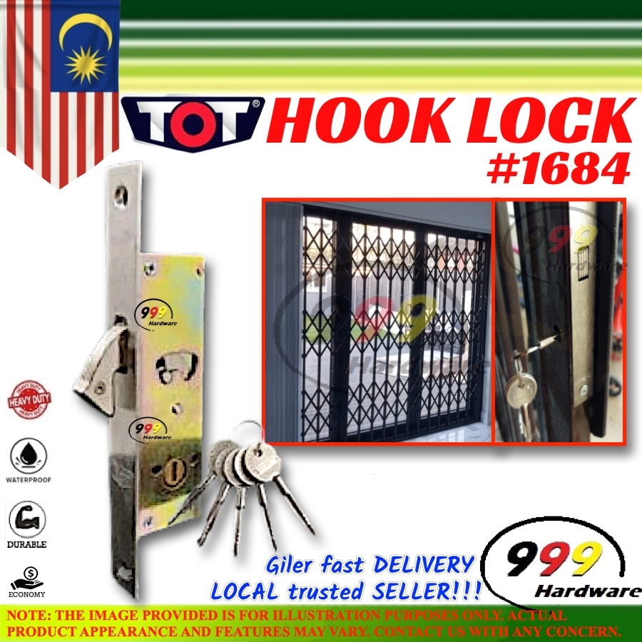 999 TOT 1684 Hook Lock / Sliding Door Lock/ Single Mortise Door Lock ...