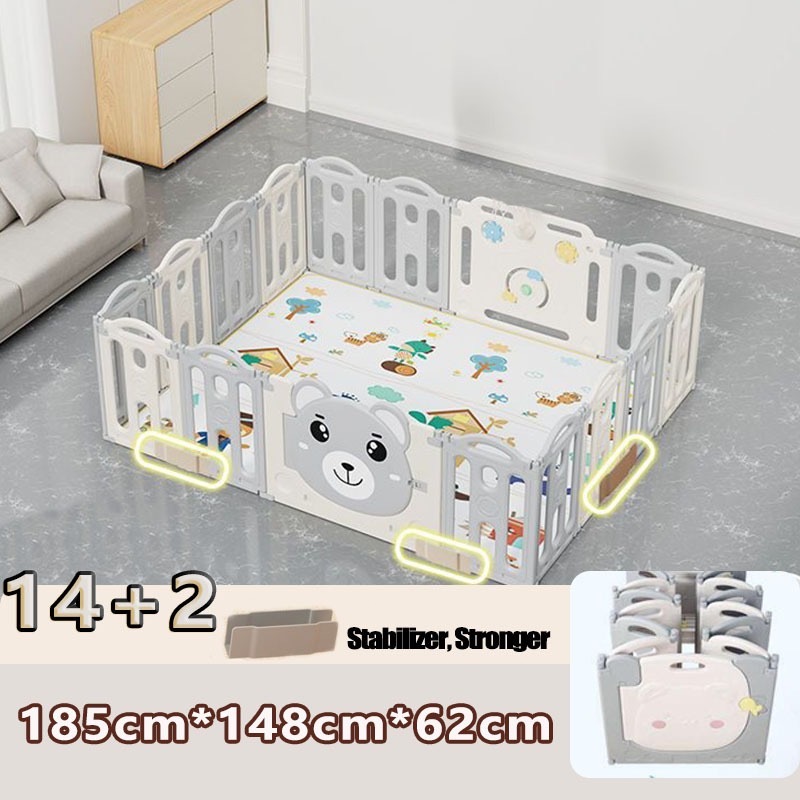 Foldable Gaming Fence Baby Fence (10/16/18/20 Panel) Baby Play Yard ...