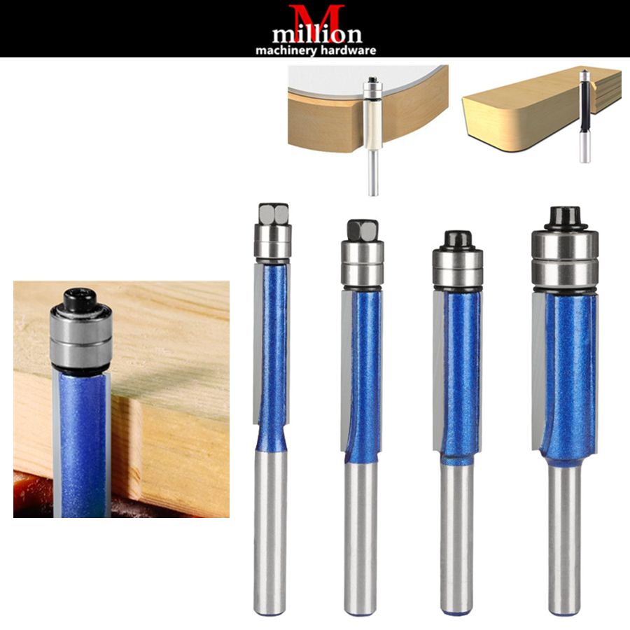 (DOUBLE BEARING)1/4" 6.35mm Shank Flush Trim Router Bit Double Bearings ...