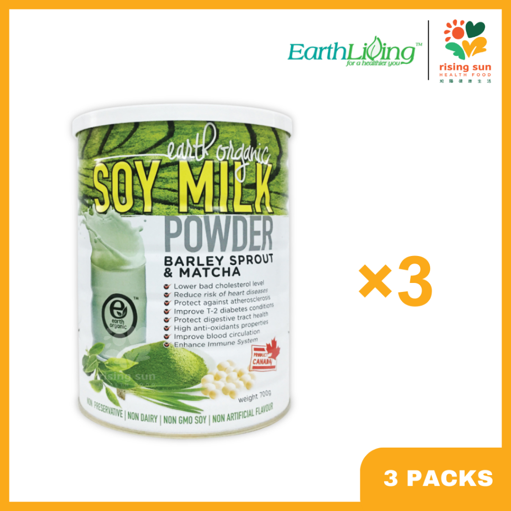 Earth Living Organic Barley Sprout & Matcha Soymilk Powder (700g x 3 ...