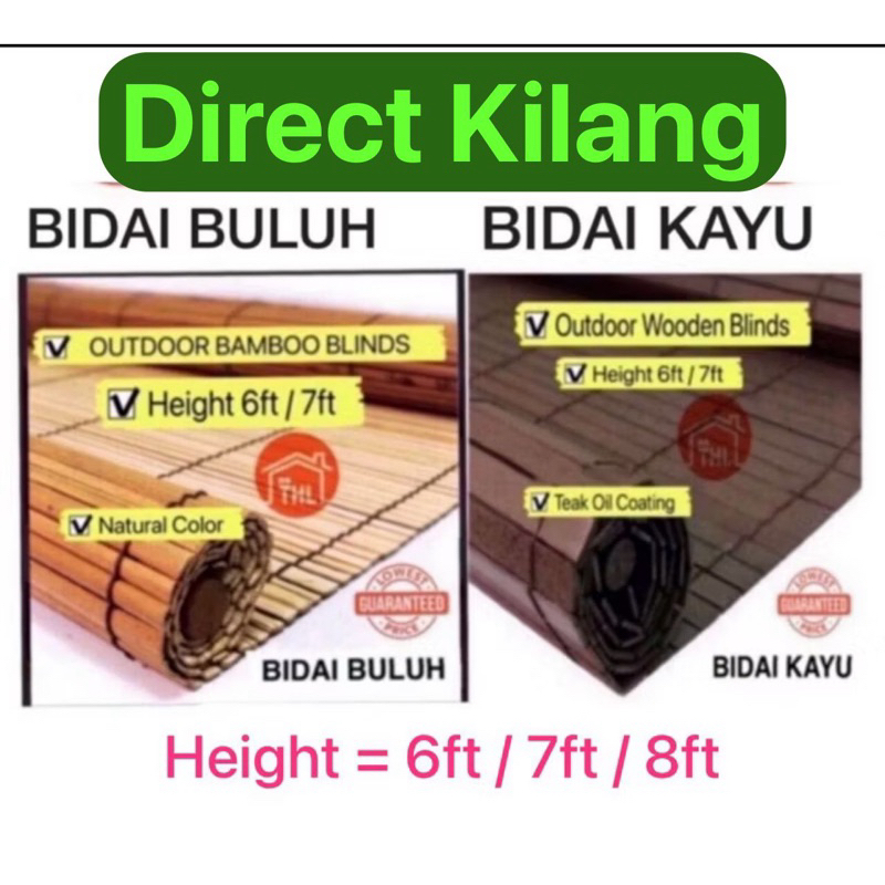 Outdoor Bamboo / Wooden Blinds # Kayu Meranti # Bidai Buluh | Shopee ...