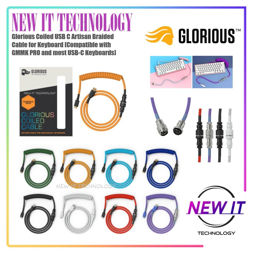 Glorious Coiled USB C Artisan Braided Cable for Keyboard [Compatible ...
