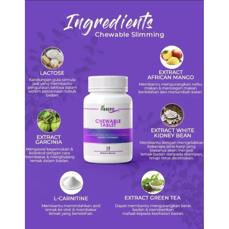 FibreFit Chewable Slimming Fuitty Tablet ( Brand Fibremeal ) | Kurus ...