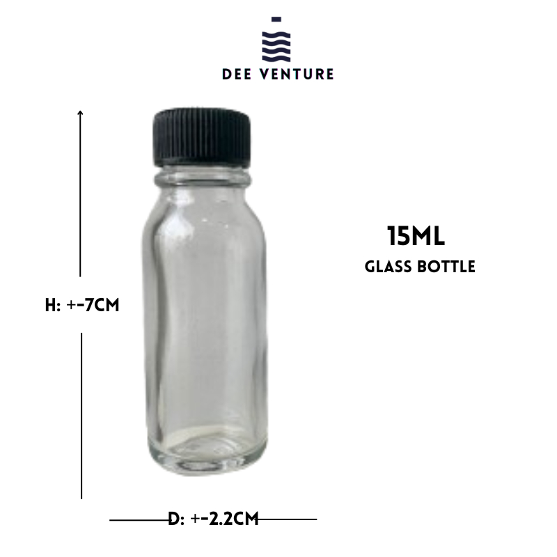 15ml Flint Glass Bottle/ Mini Sampling Glass/ Small Clear Glass | Botol ...