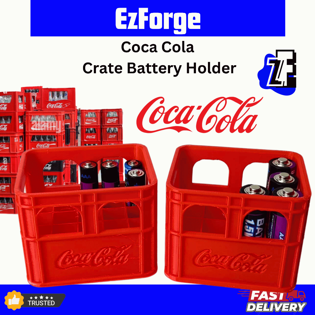 Coca Cola Crate Battery holder/ Desk Organizer Ezforge (AA / AAA / 9V ...