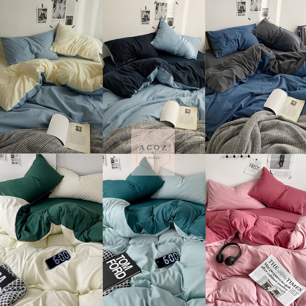 ACOZ💥Malaysia Ready Stock💥MUJI STYLE Fitted Bedsheet Set 4in1/ Queen ...